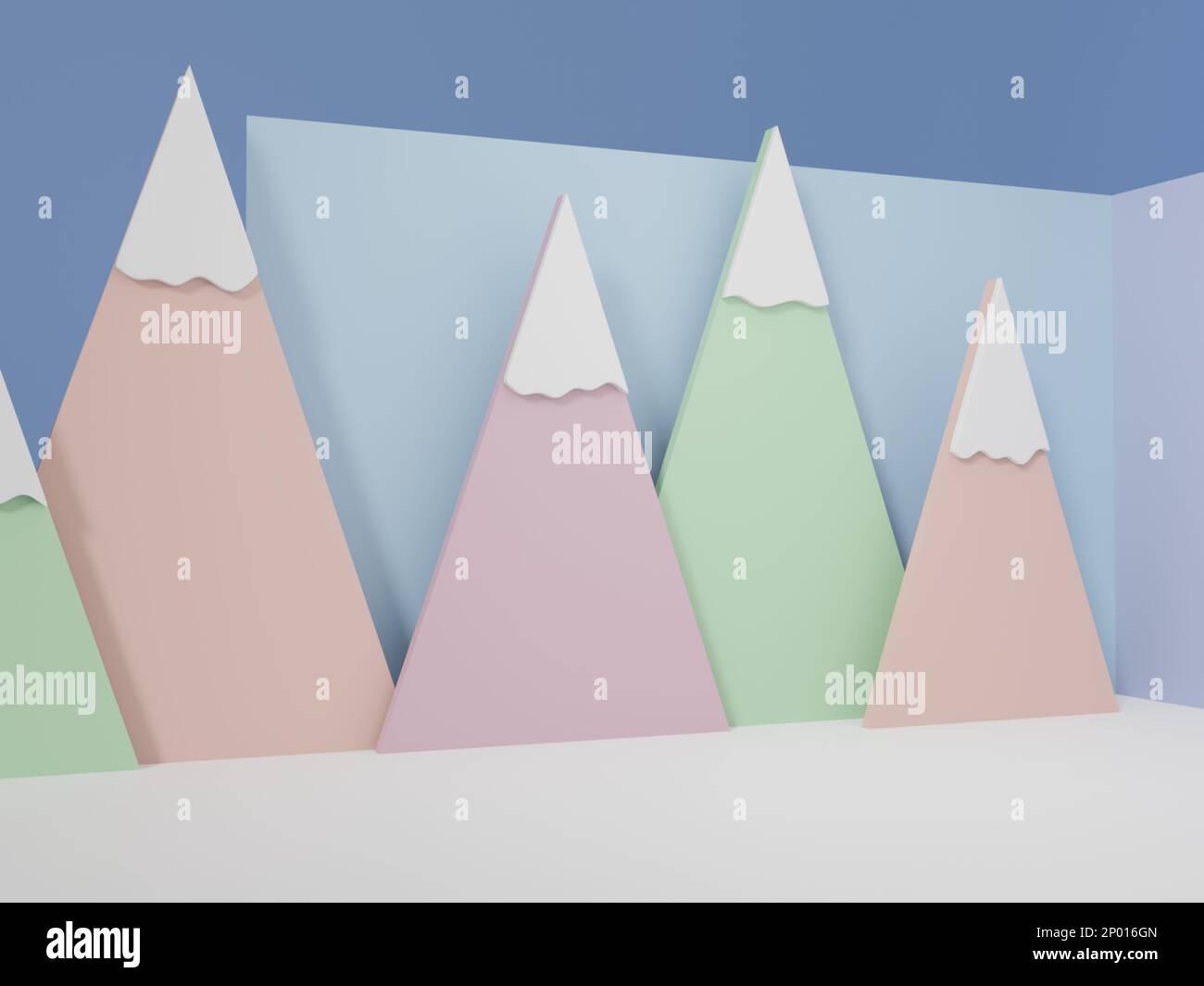 3D Rendering Minimal Geometric Snow Mountain Product Display Background ...