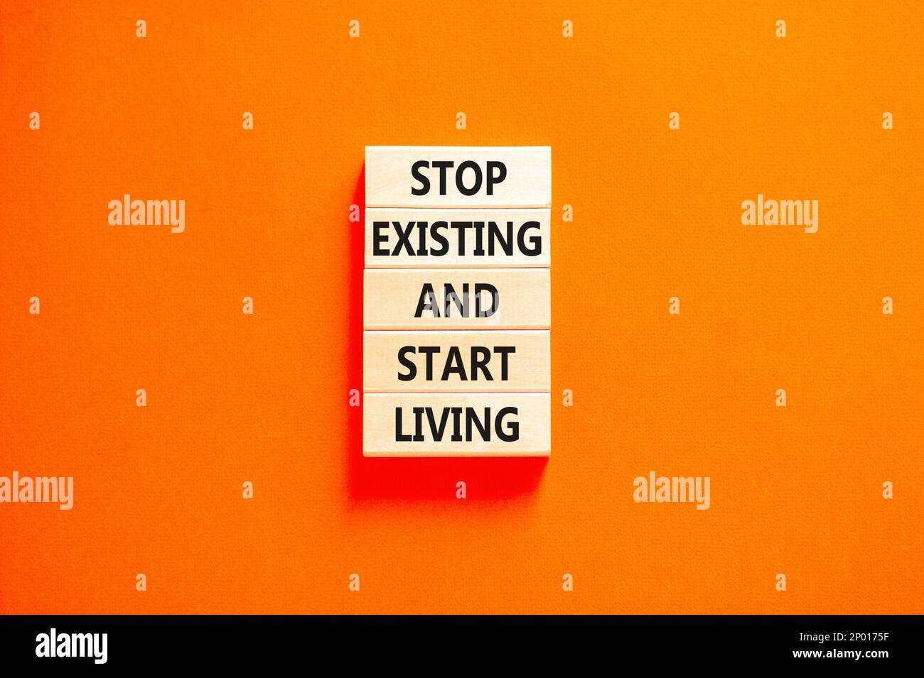 Stop existing start living symbol. Concept words Stop existing and ...