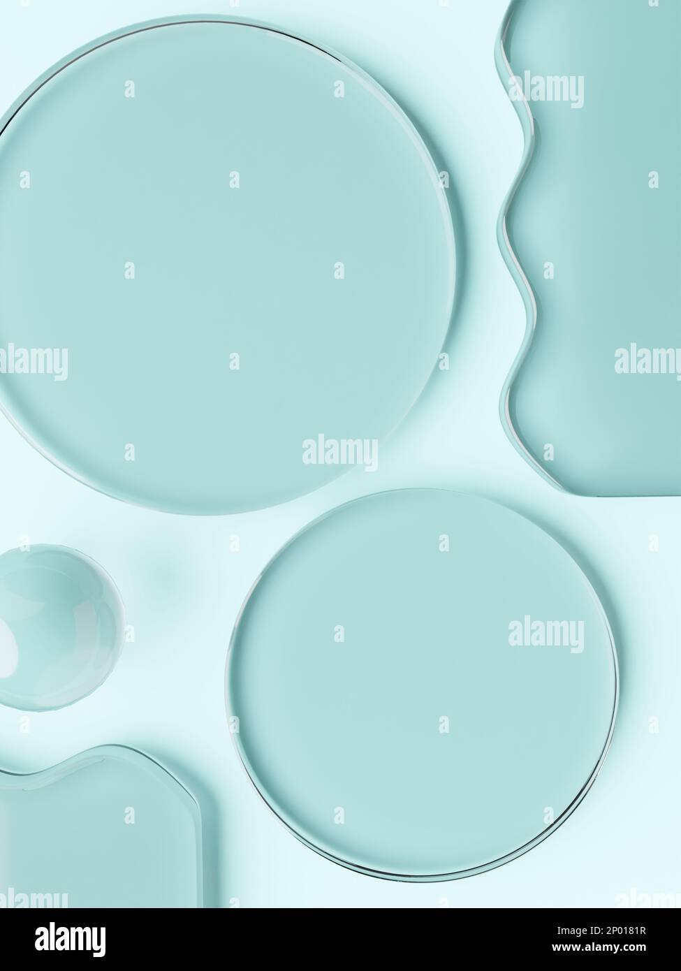 3D Rendering Geometric or Abstract Shape Acrylic Glass Plates Product ...