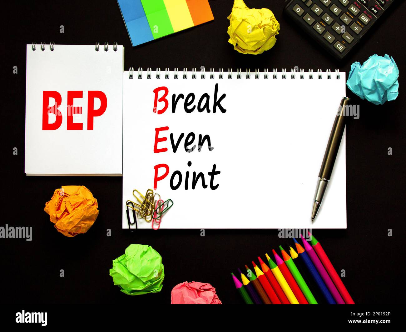 BEP break even point symbol. Concept words BEP break even point on ...