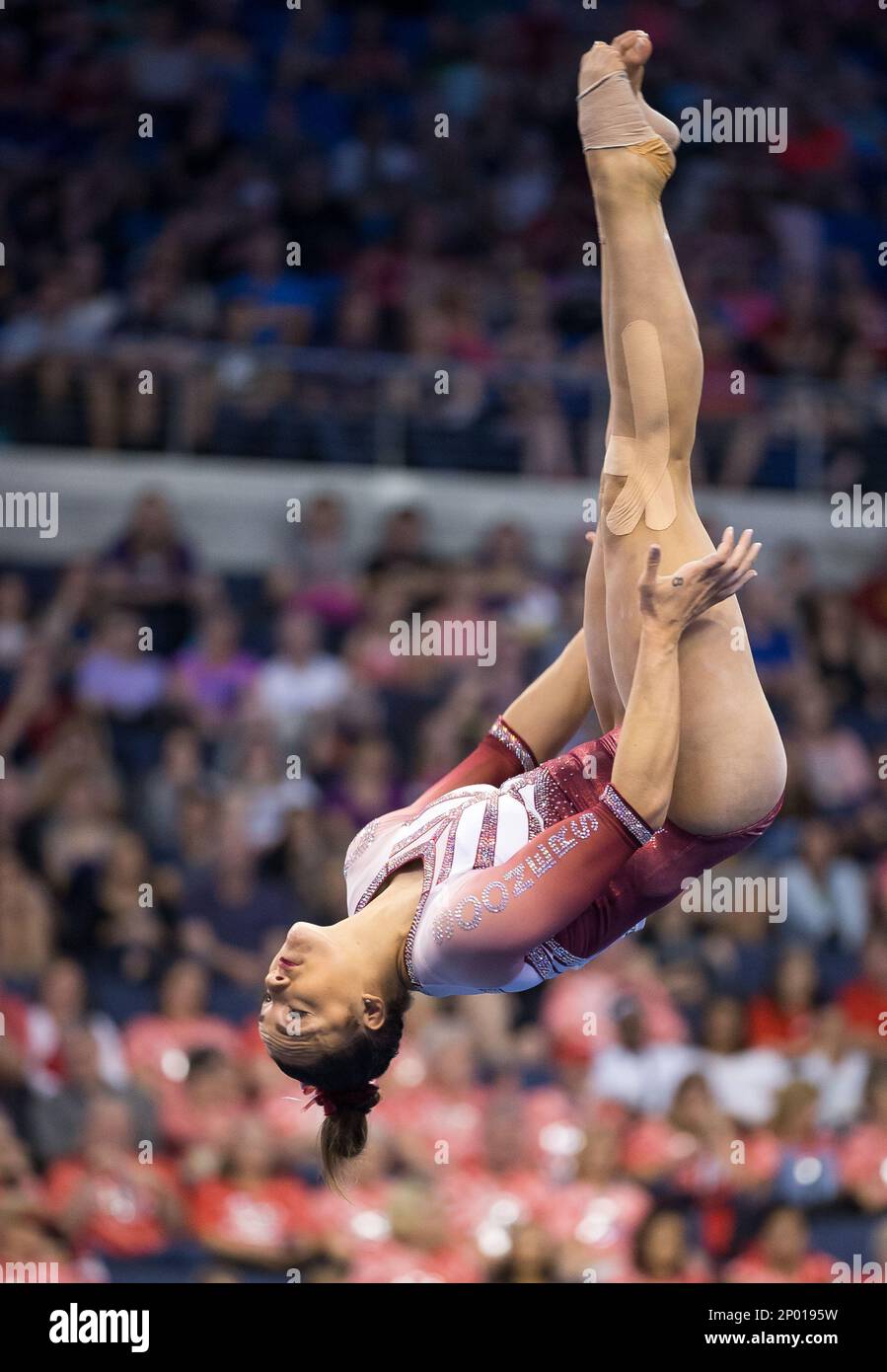 April 15, 2017: Oklahoma's Maggie Nichols flips in the air during her ...