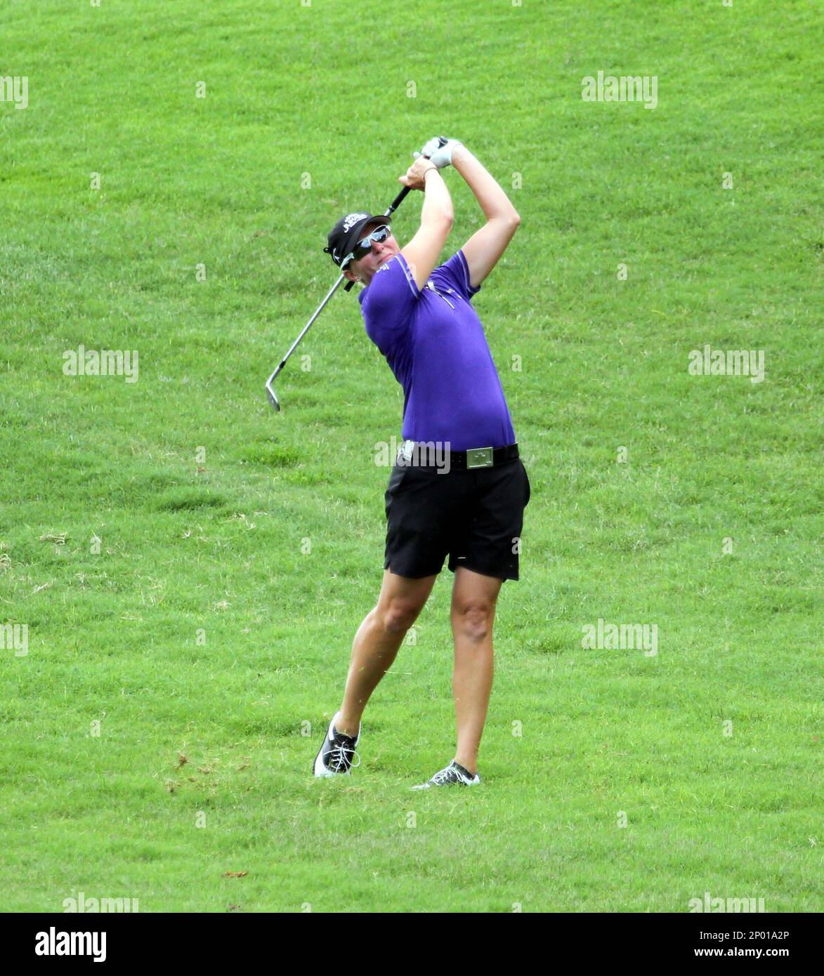 April 15, 2017 - Alena Sharp hits from the 13th hole during action at ...