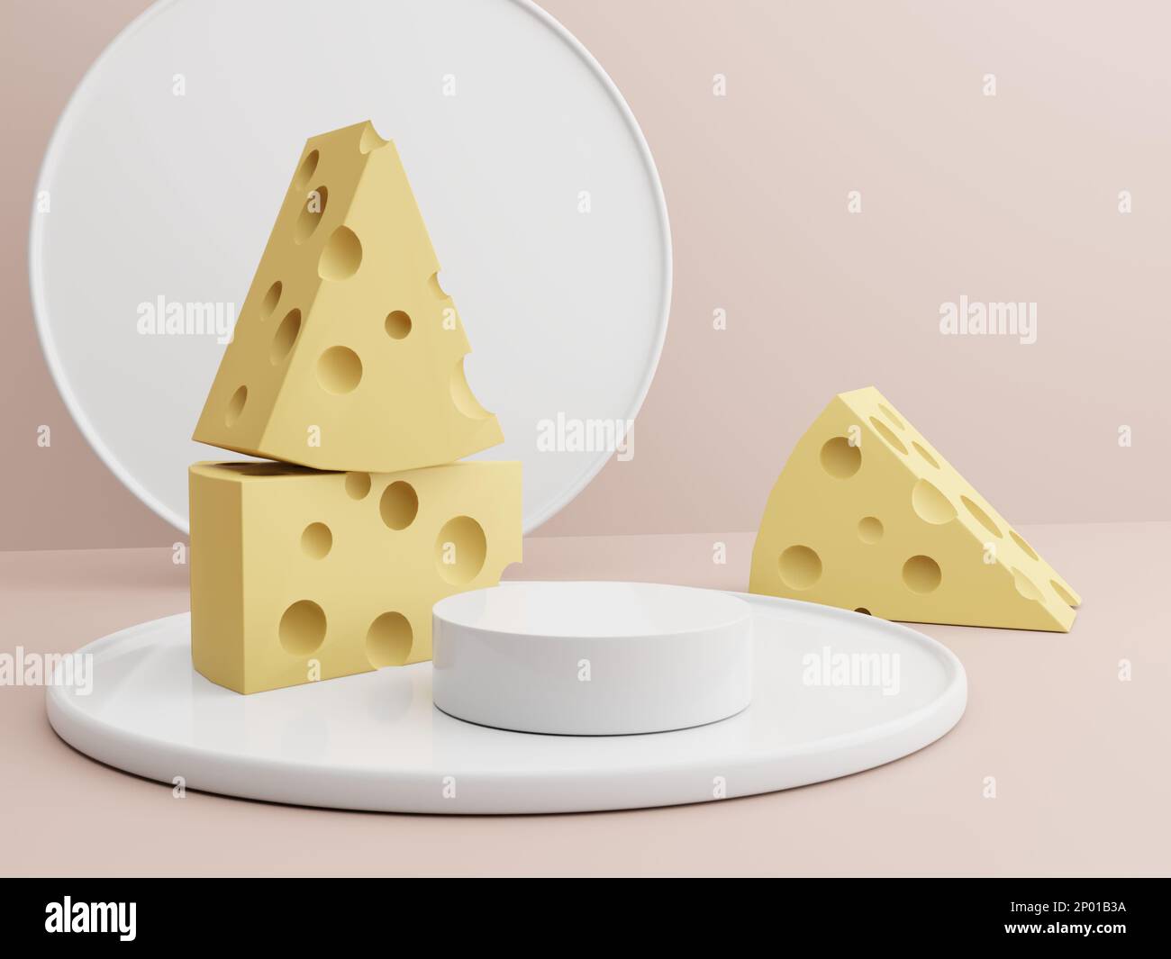 3D Rendering Studio Shot Cartoon Cheese Product Display Background for ...