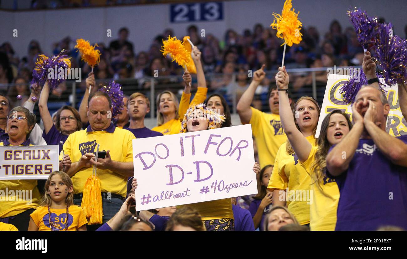 April 15, 2017: LSU's fans cheer on their team during the Super Six ...
