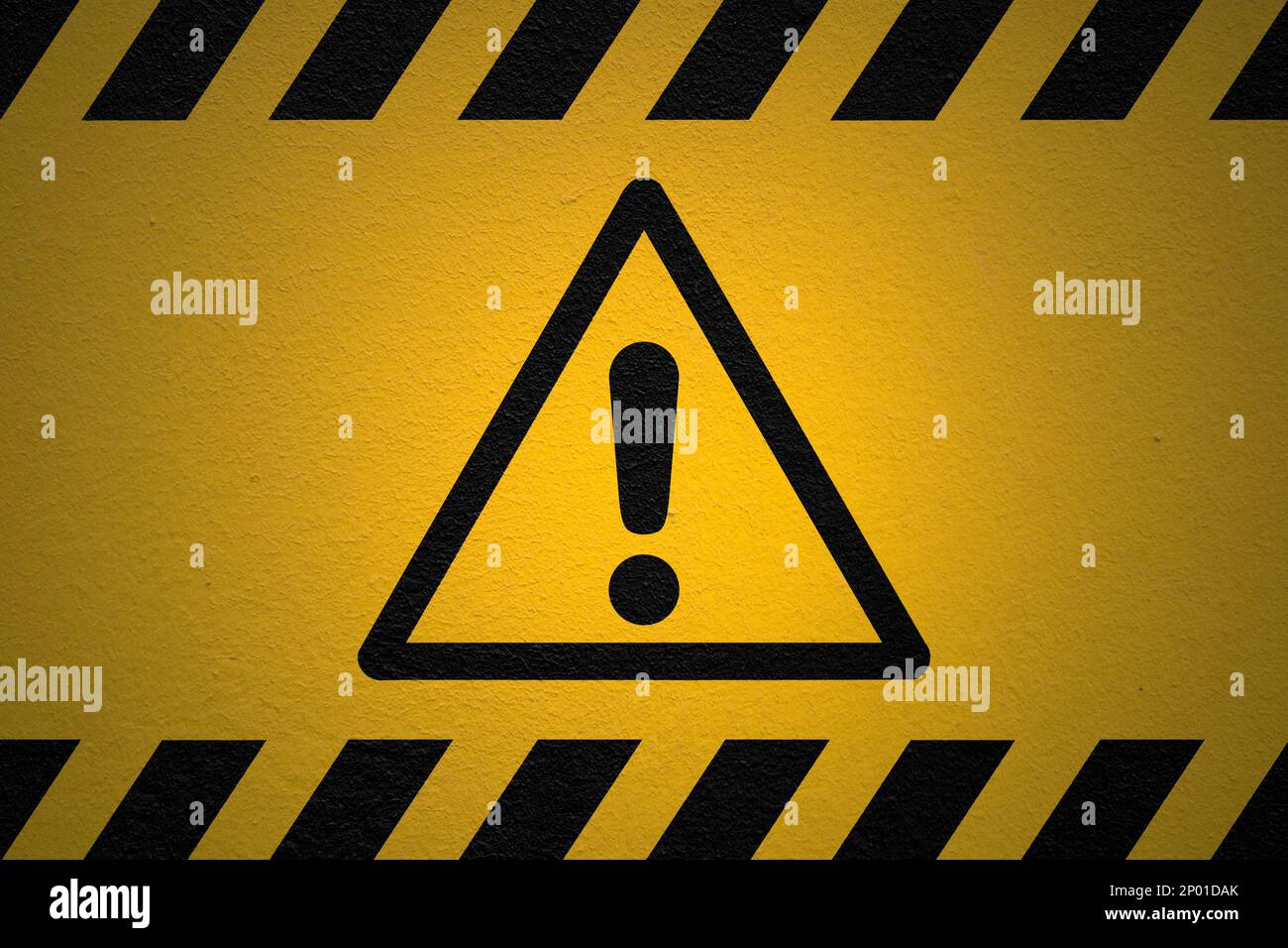 Black striped yellow background with a Potential Danger sign and a ...