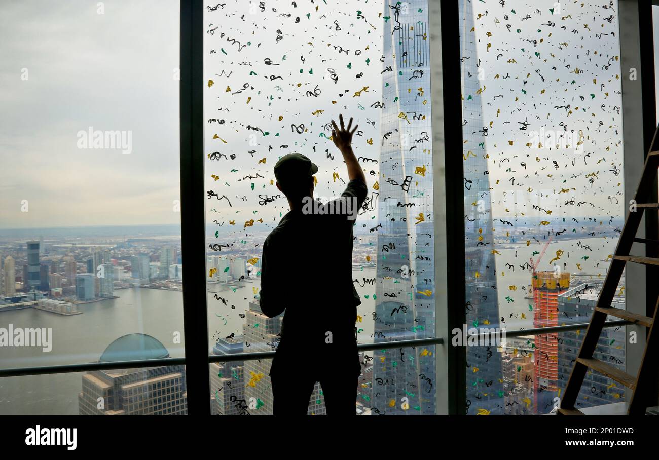 Joseph Meloy, an artist from Manhattan's Lower Eastside, works on a ...