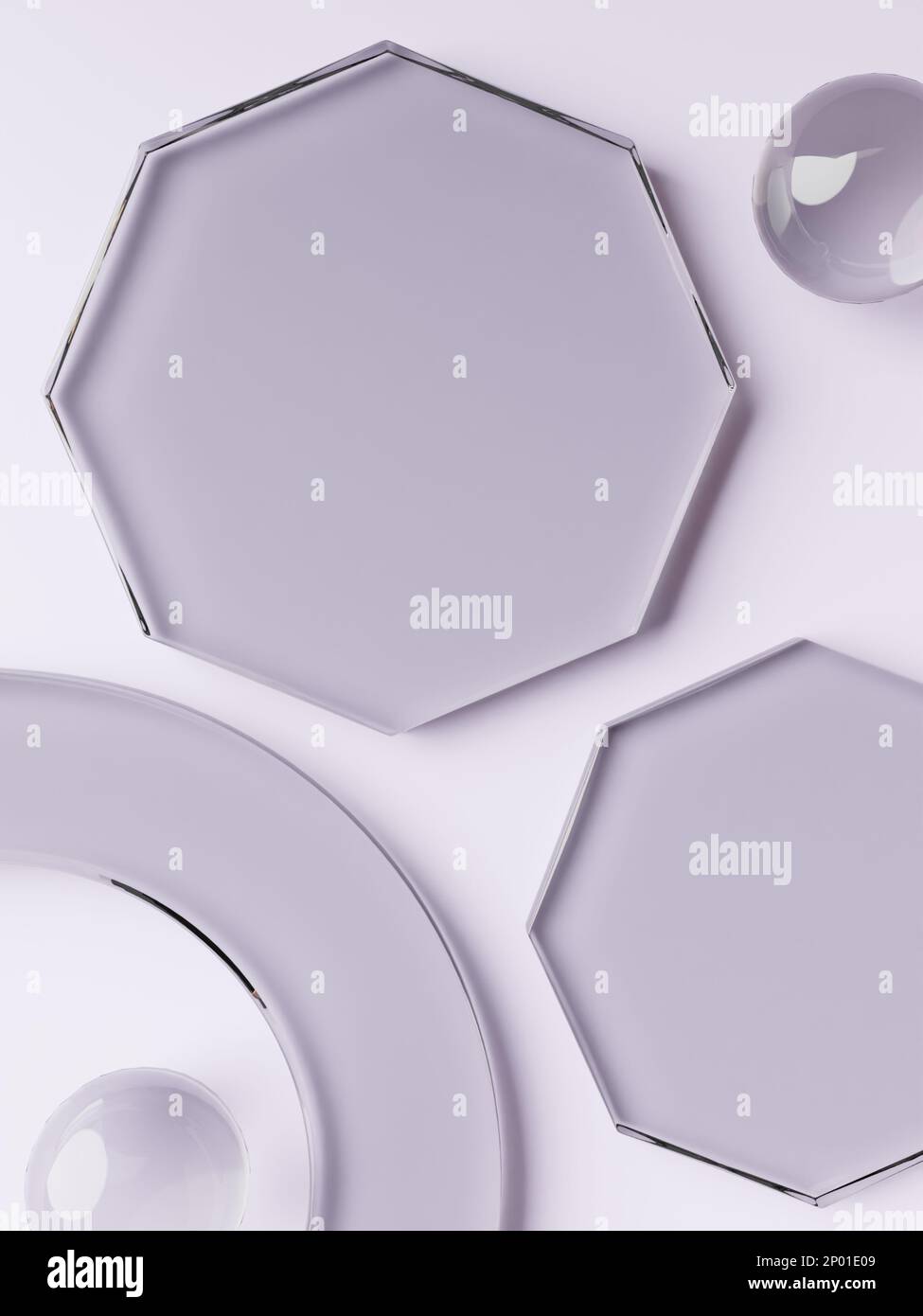 3D Rendering Geometric or Abstract Shape Acrylic Glass Plates Product ...