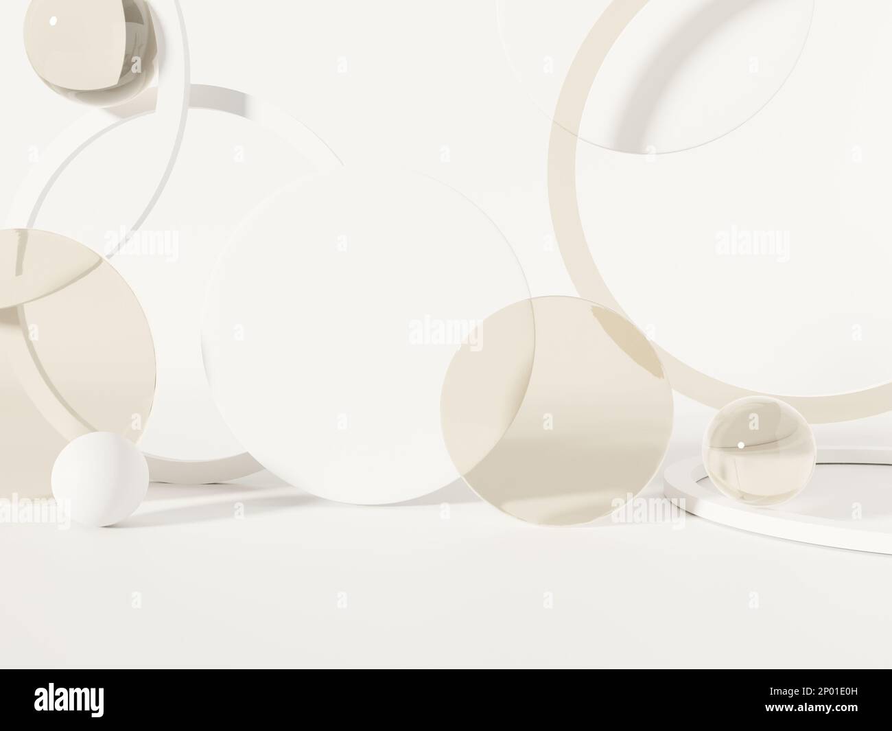 3D Rendering Sunlight and Semi Transparent Circle Plates or Spheres ...