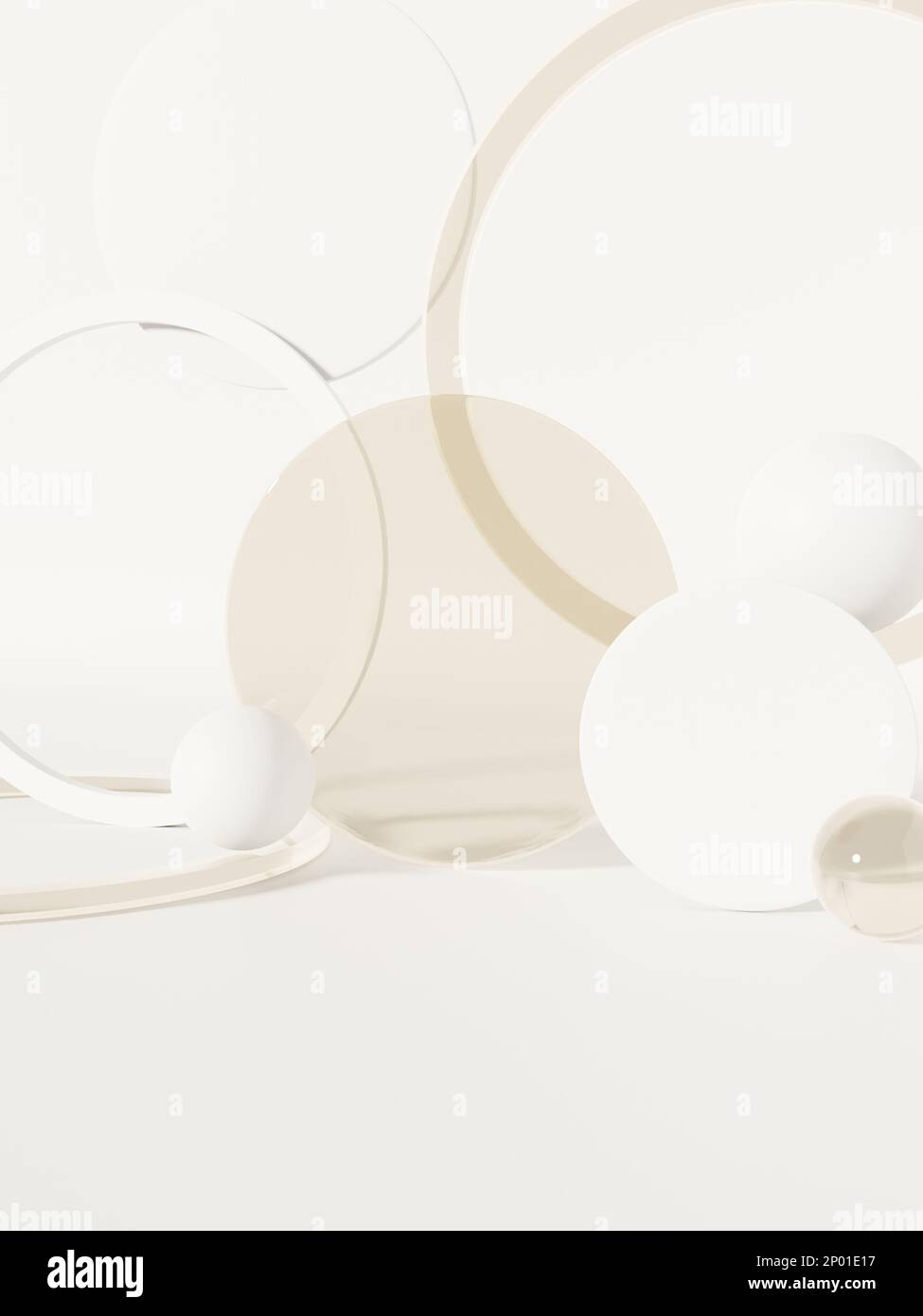 3D Rendering Sunlight and Semi Transparent Circle Plates or Spheres ...