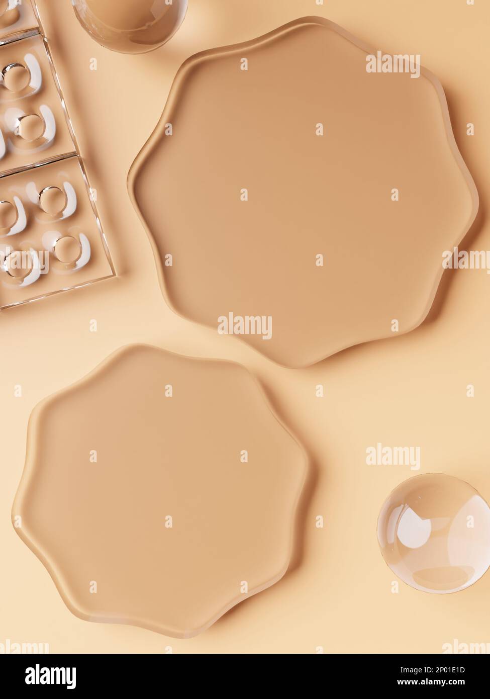 3D Rendering Geometric or Abstract Shape Acrylic Glass Plates Product ...