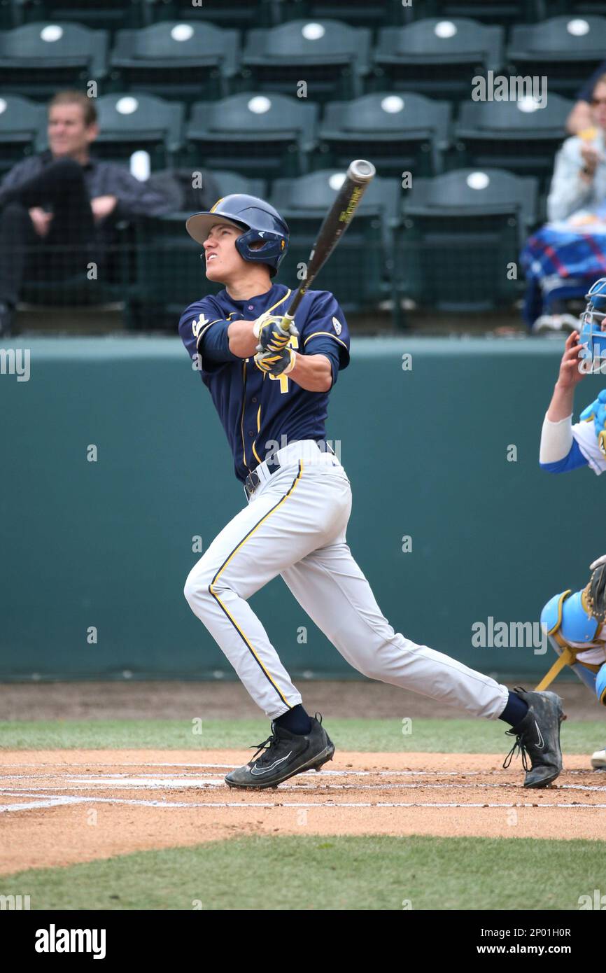 Cameron Eden (9) of the California Bears bats against the UCLA Bruins ...