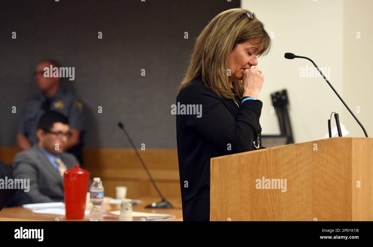 Julie Nackos cries while speaking during the sentencing of Alex ...