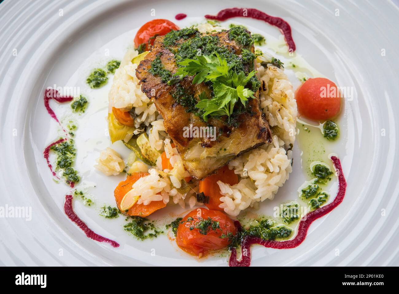 Swordfish with rice, Madeira, Portugal Stock Photo - Alamy