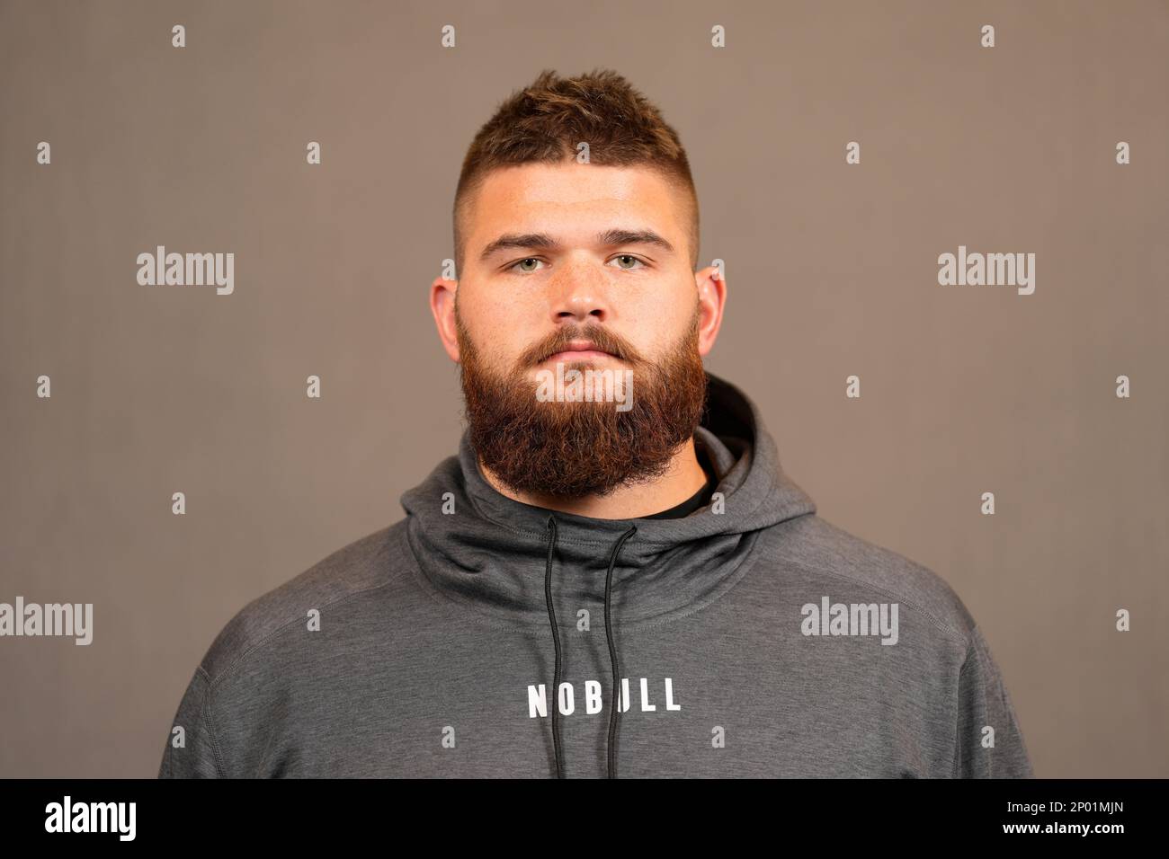Troy offensive lineman Jake Andrews poses for a portrait at the NFL ...