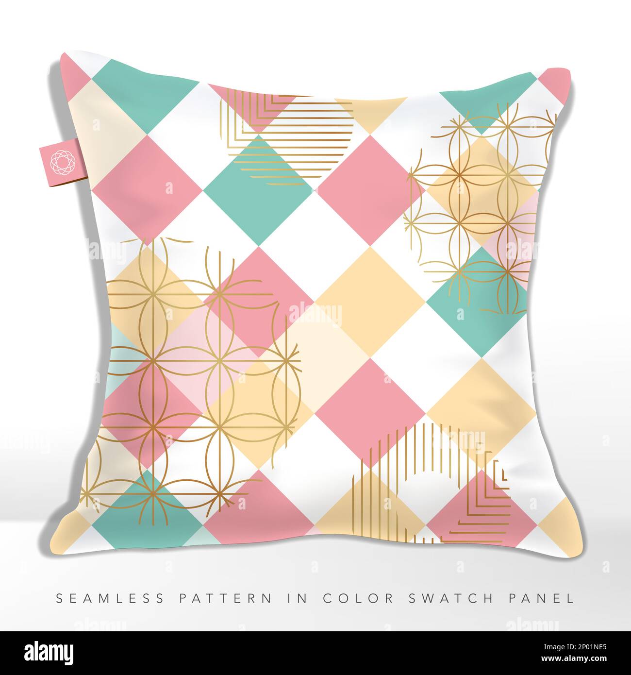 Vector Japanese Style Multi Pastel Colors Floral and Checker Seamless ...