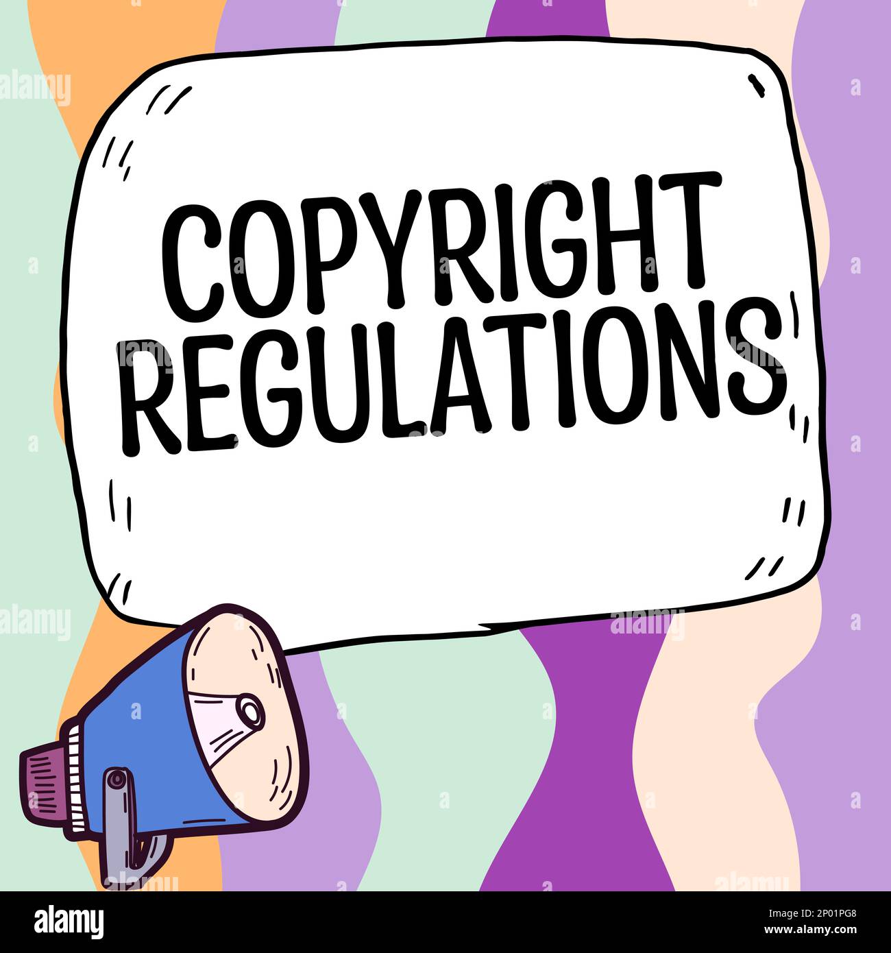 Conceptual caption Copyright Regulations. Word Written on body of law ...