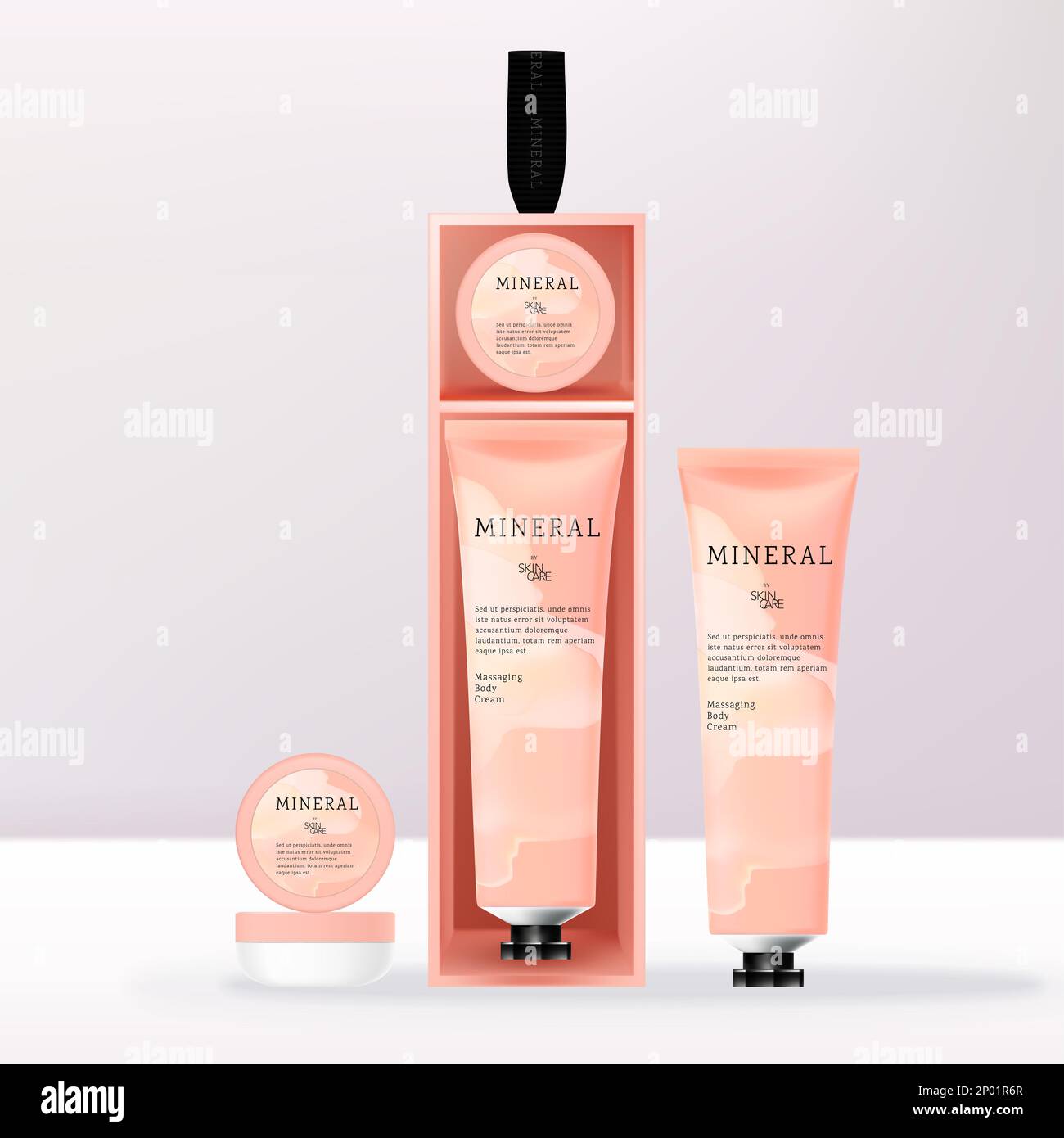 Vector Beauty Ribbon Hanger Gift Box Packaging with Cosmetic Hand Cream ...