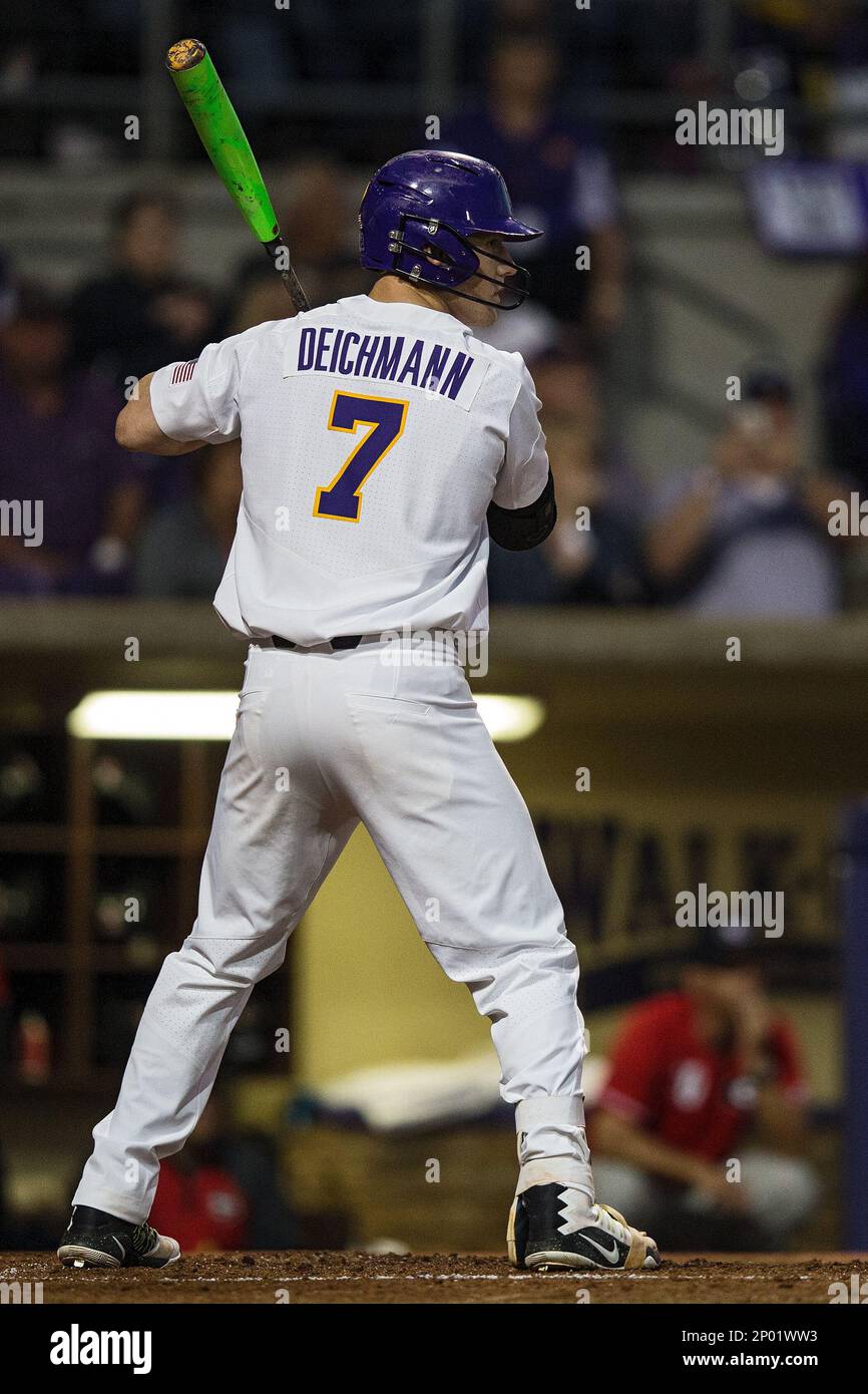 BATON ROUGE, LA - MARCH 17: LSU Tigers infielder Greg Deichmann (7 ...