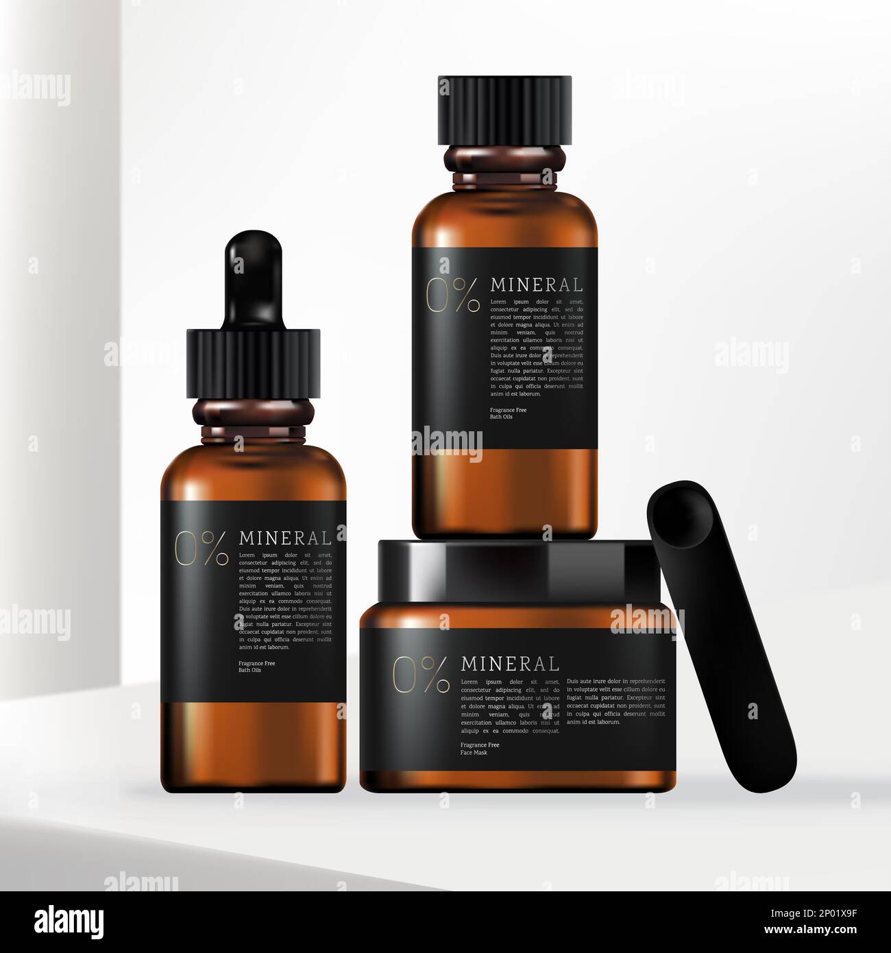 Vector 3D Illustration Tinted Brown Glass or Plastic Jar, Pump Bottle ...