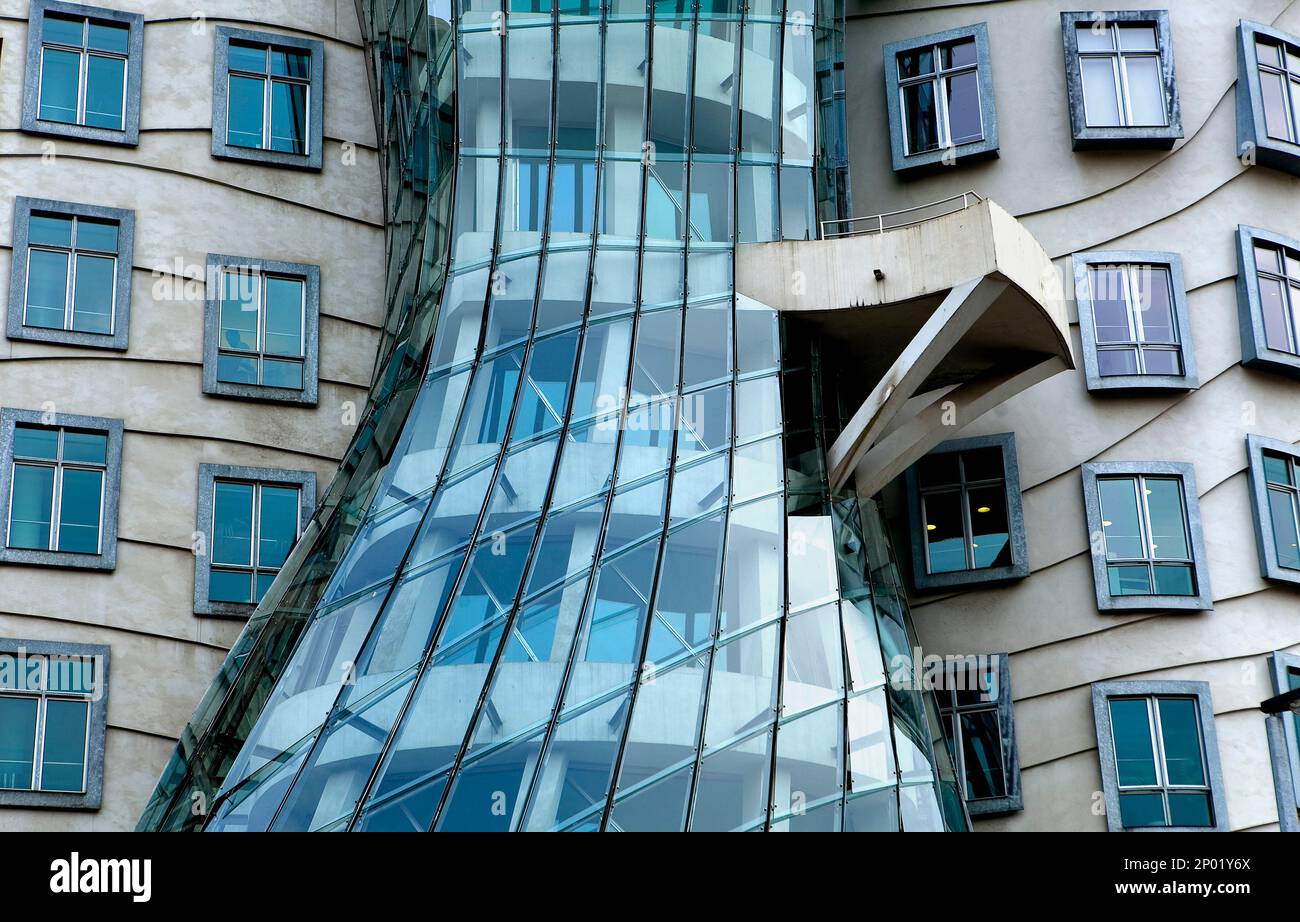 Detail of Dancing House by architects Gehry and Milunic.Prague. Czech ...