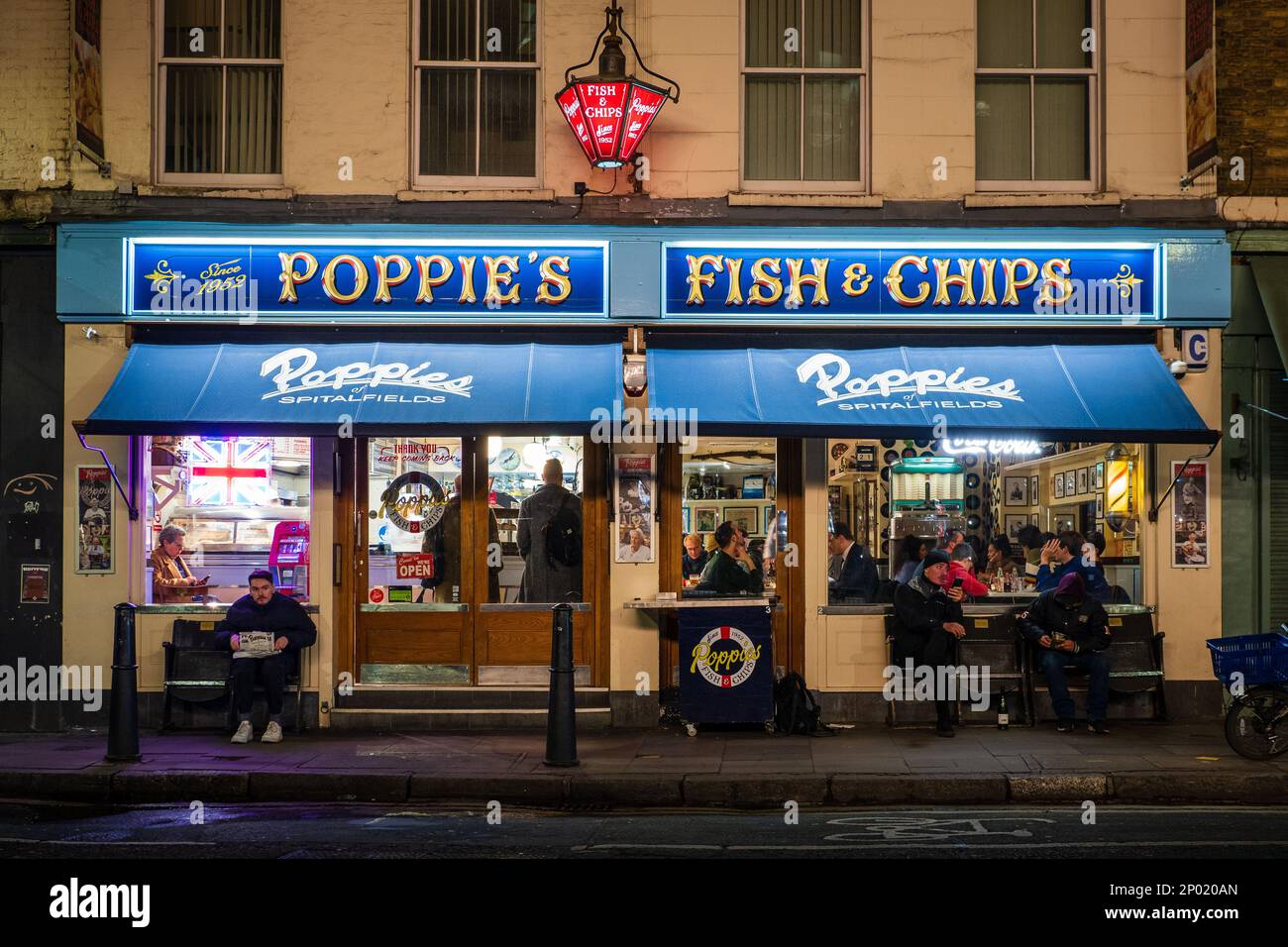 Poppie's Fish and Chips restaurant takeaway in Spitalfields, London UK ...