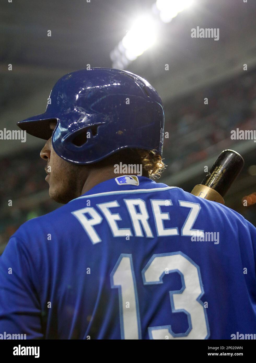 April 9, 2017: Kansas City Royals catcher Salvador Perez (13) on deck ...