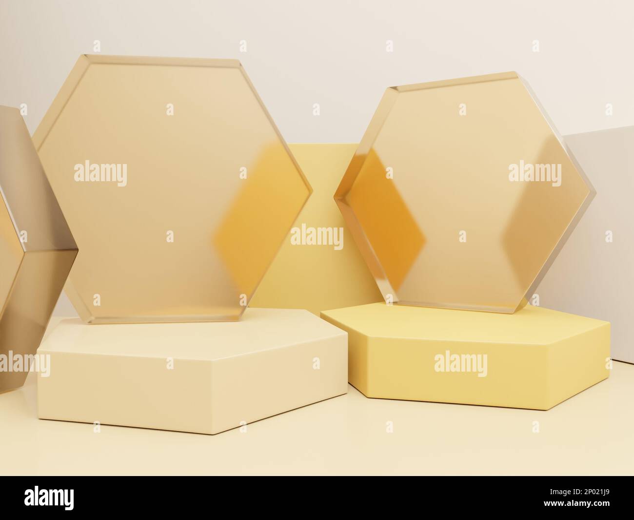 3D Rendering Honeycomb Shape Acrylic Glass Product Display Background ...