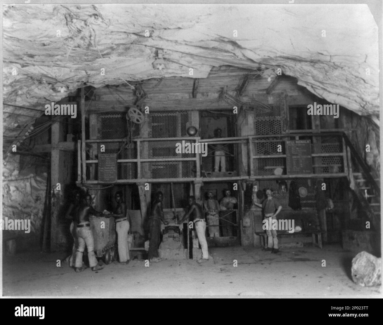 Men working 2000 ft. undergound in Kimberley Diamond Mine, South Africa ...