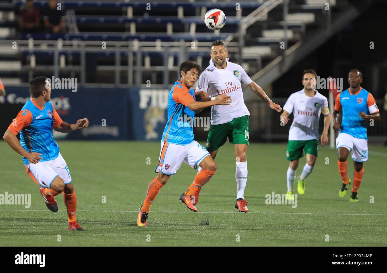 April 08, 2017: New York Cosmos midfielder Daniel Szetela (14) out ...
