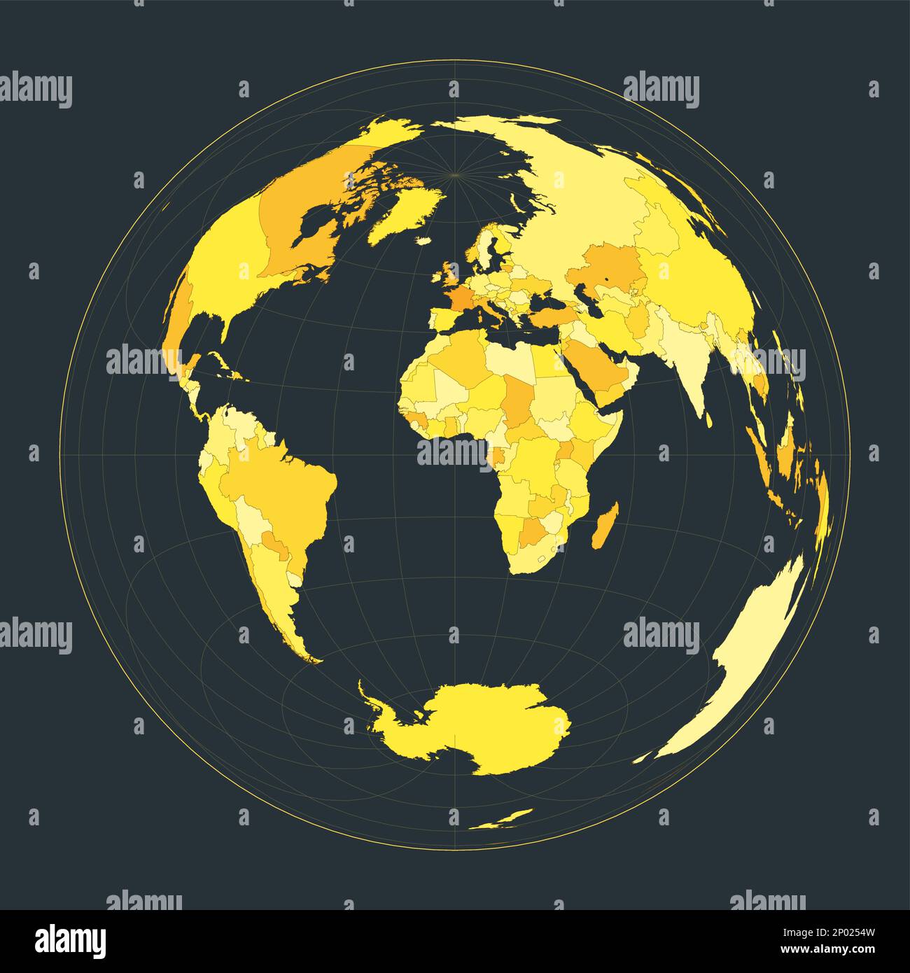 World Map. Lambert azimuthal equal-area projection. Futuristic world illustration for your ...