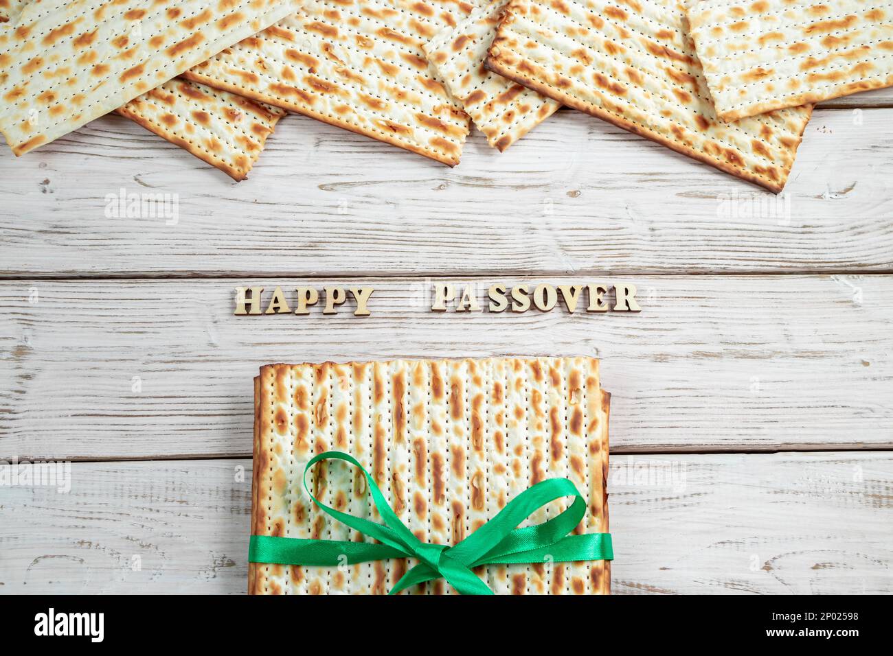 Concept of Jewish holiday Pesach. Passover. Traditional matzah on white ...