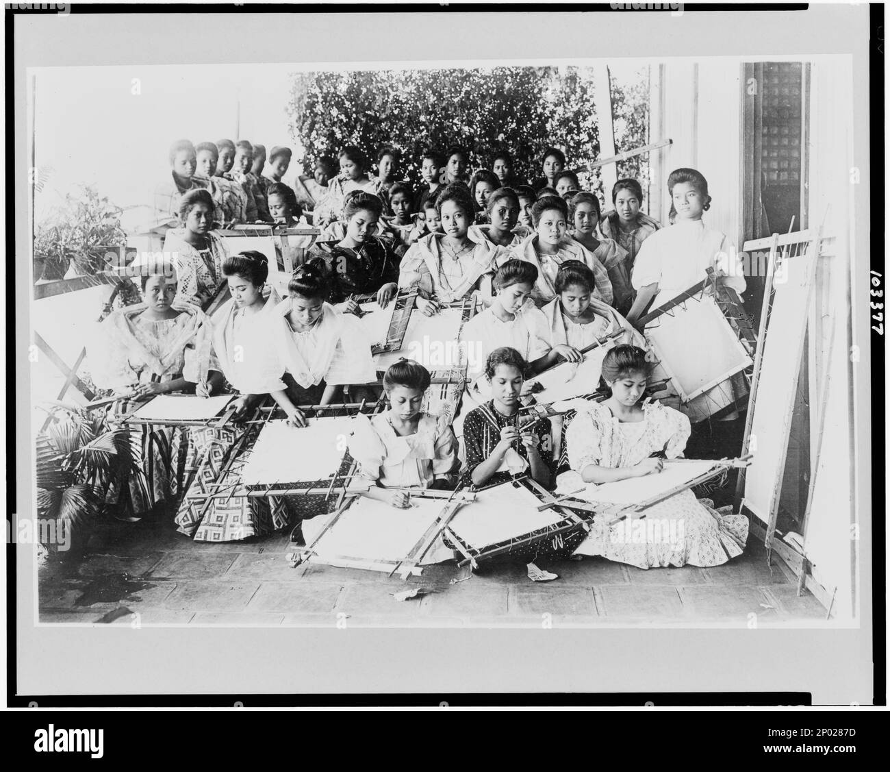 Embroidery class at Paco School, Manila, Philippine Islands. Frank and Frances Carpenter ...