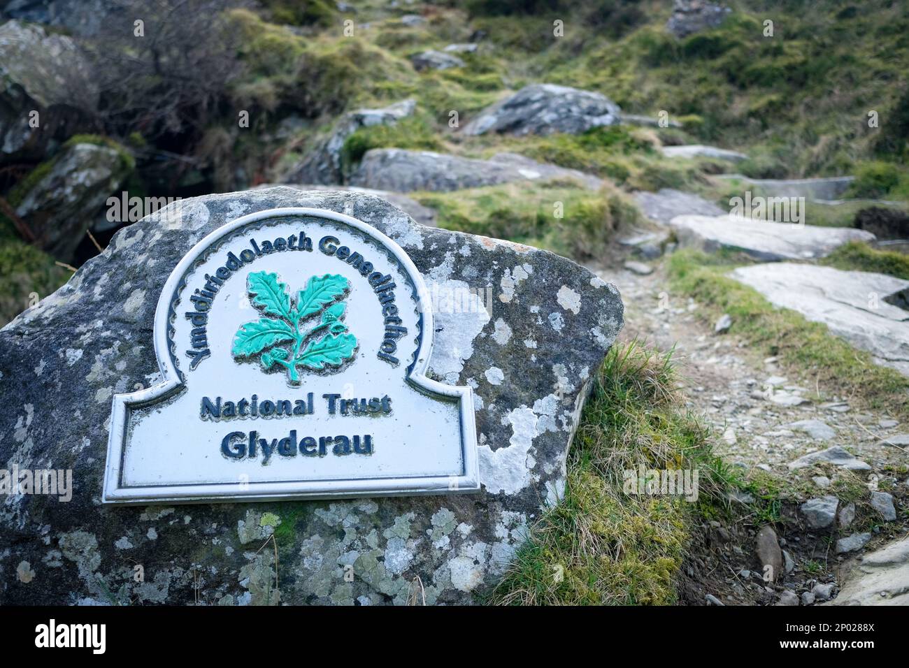 Snowdonia, Wales: Signage at the start of Glyderau hiking trail in the ...