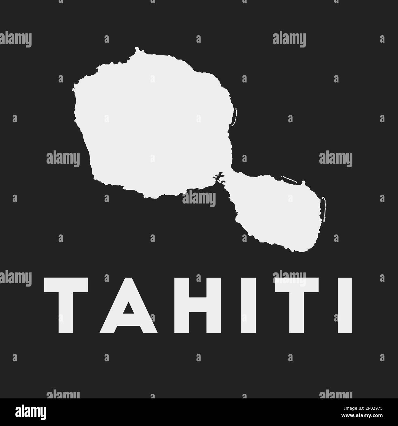 Tahiti icon. Island map on dark background. Stylish Tahiti map with ...