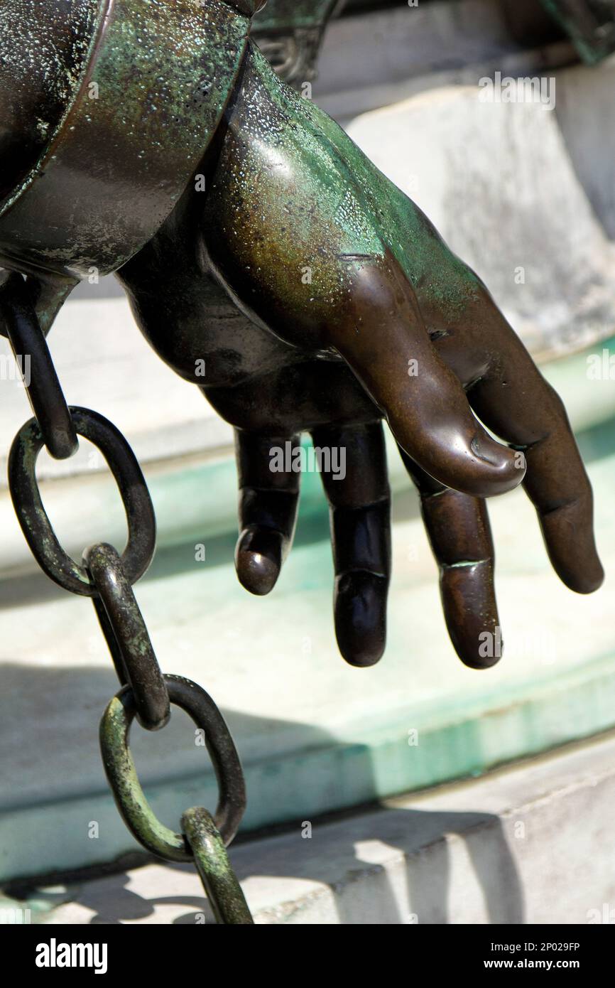 Chained left hand of Chained Warrior statue at Charlottenburg Palace ...