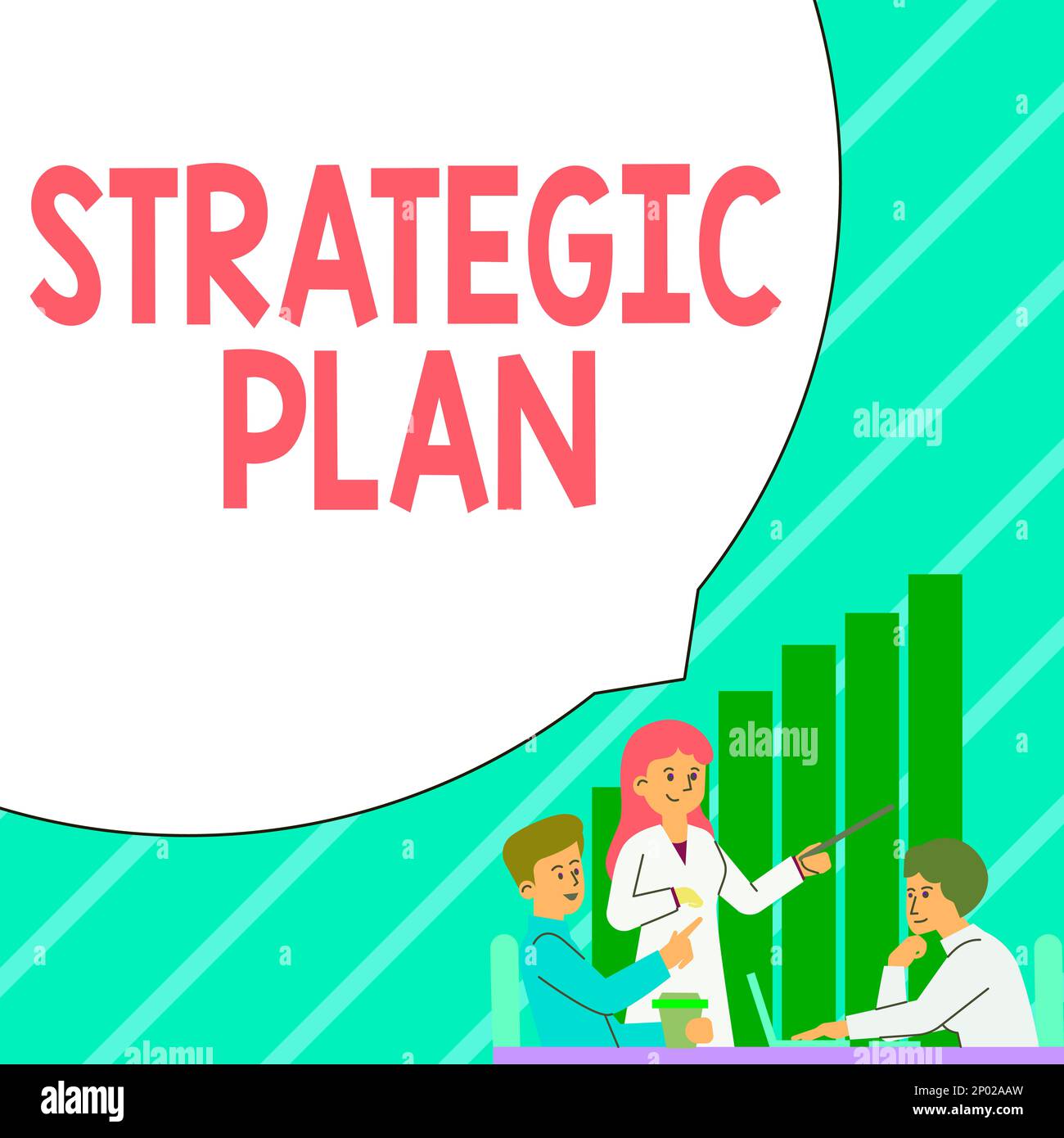 Sign displaying Strategic Plan. Business overview A process of defining ...