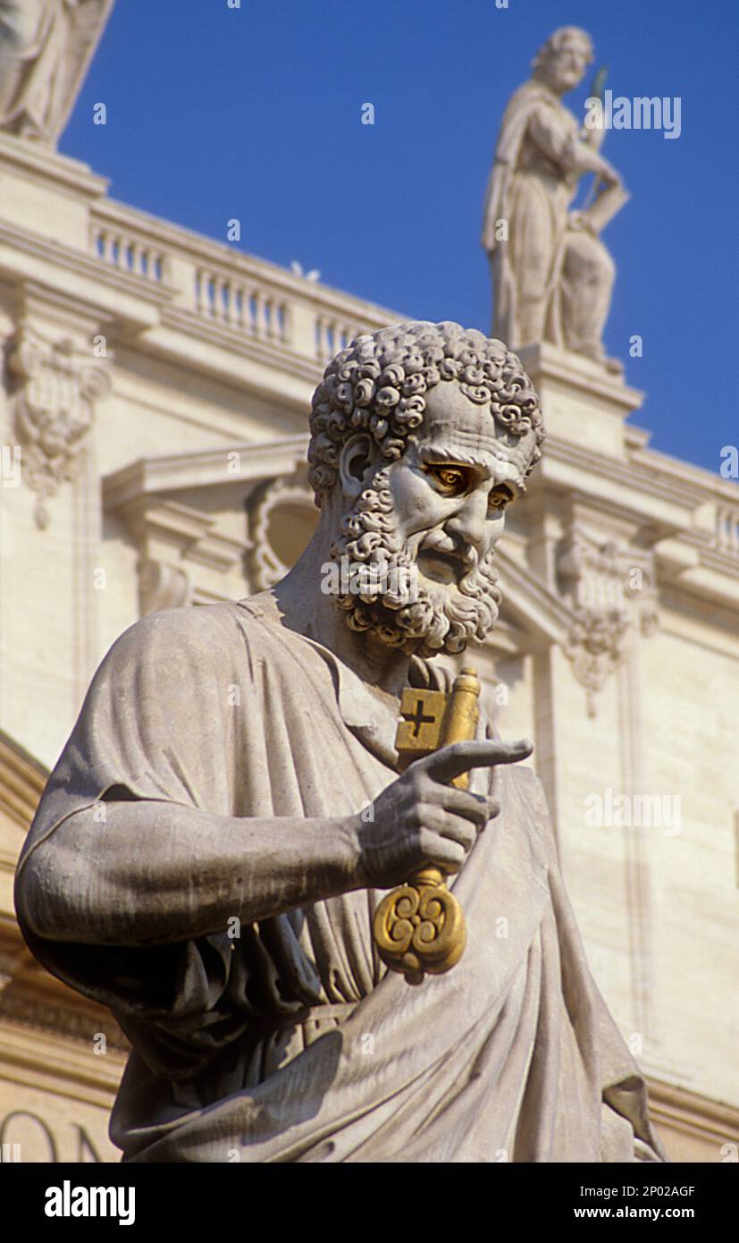 St. Peter with the keys of heaven in St Peter's square, The Vatican ...