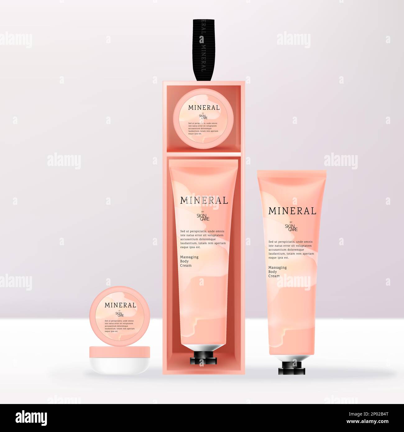 Vector Beauty Ribbon Hanger Gift Box Packaging with Cosmetic Hand Cream ...