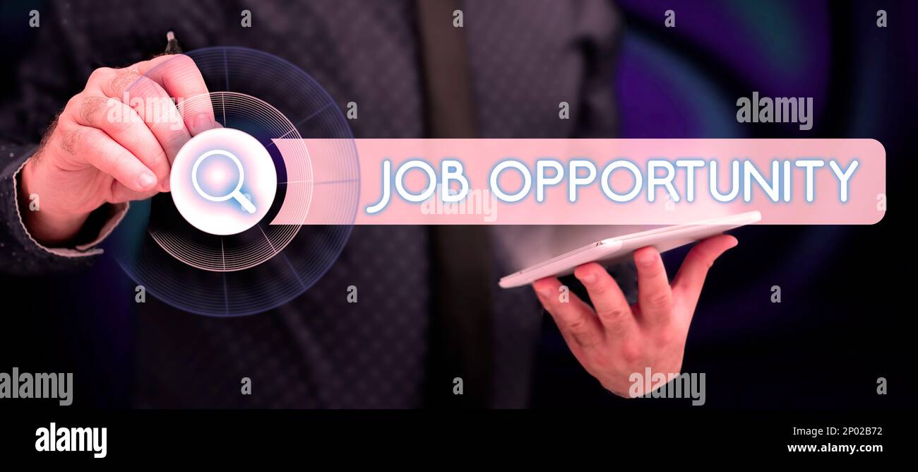 Text sign showing Job Opportunity. Word for an opportunity of ...