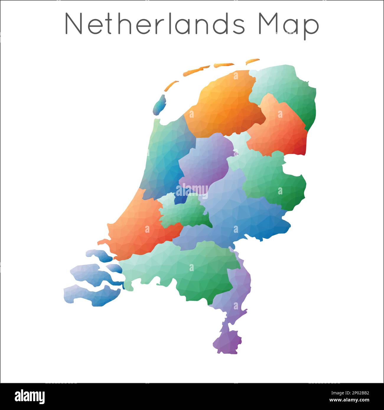 Low poly map of the Netherlands. Netherlands geometric polygonal ...
