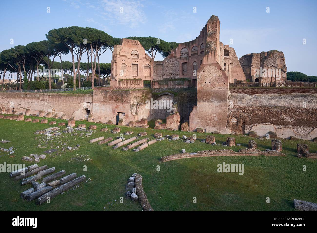 Ancient Roman stadium ruins in Palatine Hill, Rome, Italy Stock Photo ...