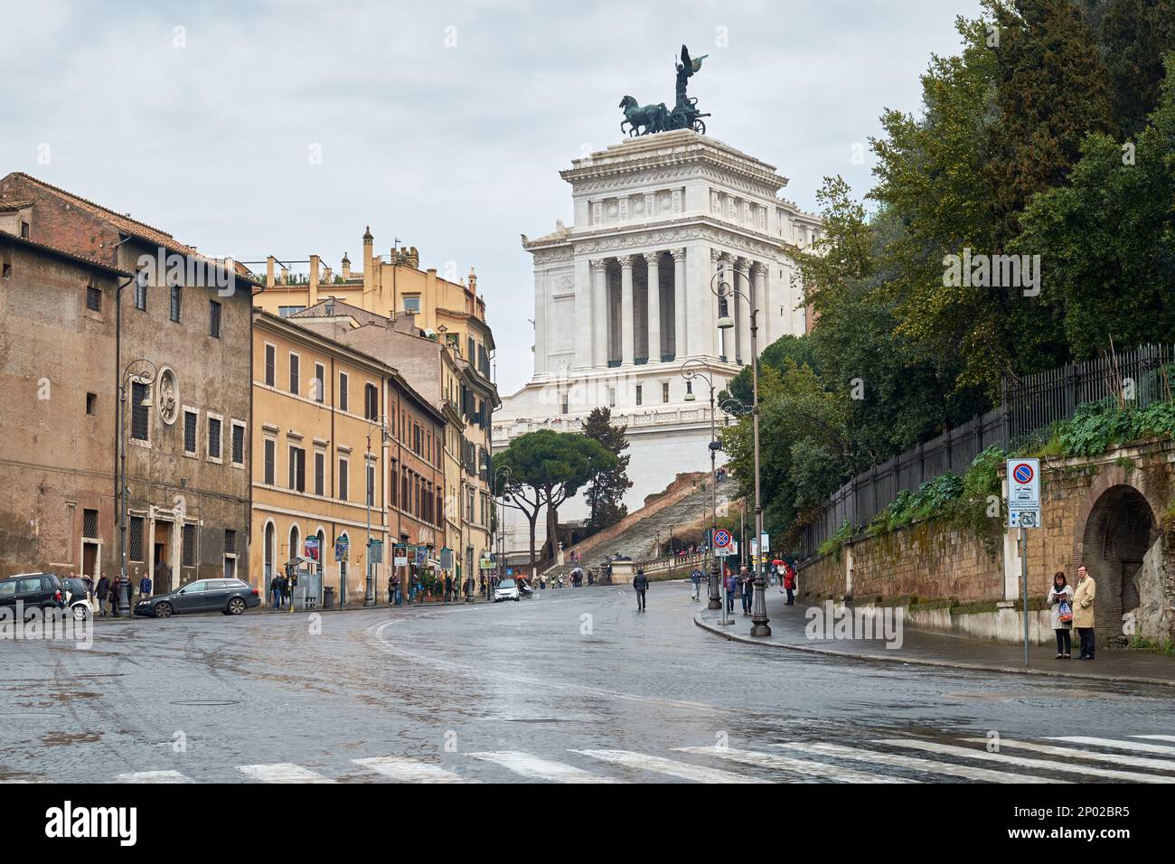 A wet Rome street scene with the glorious Museo Nazionale dell ...