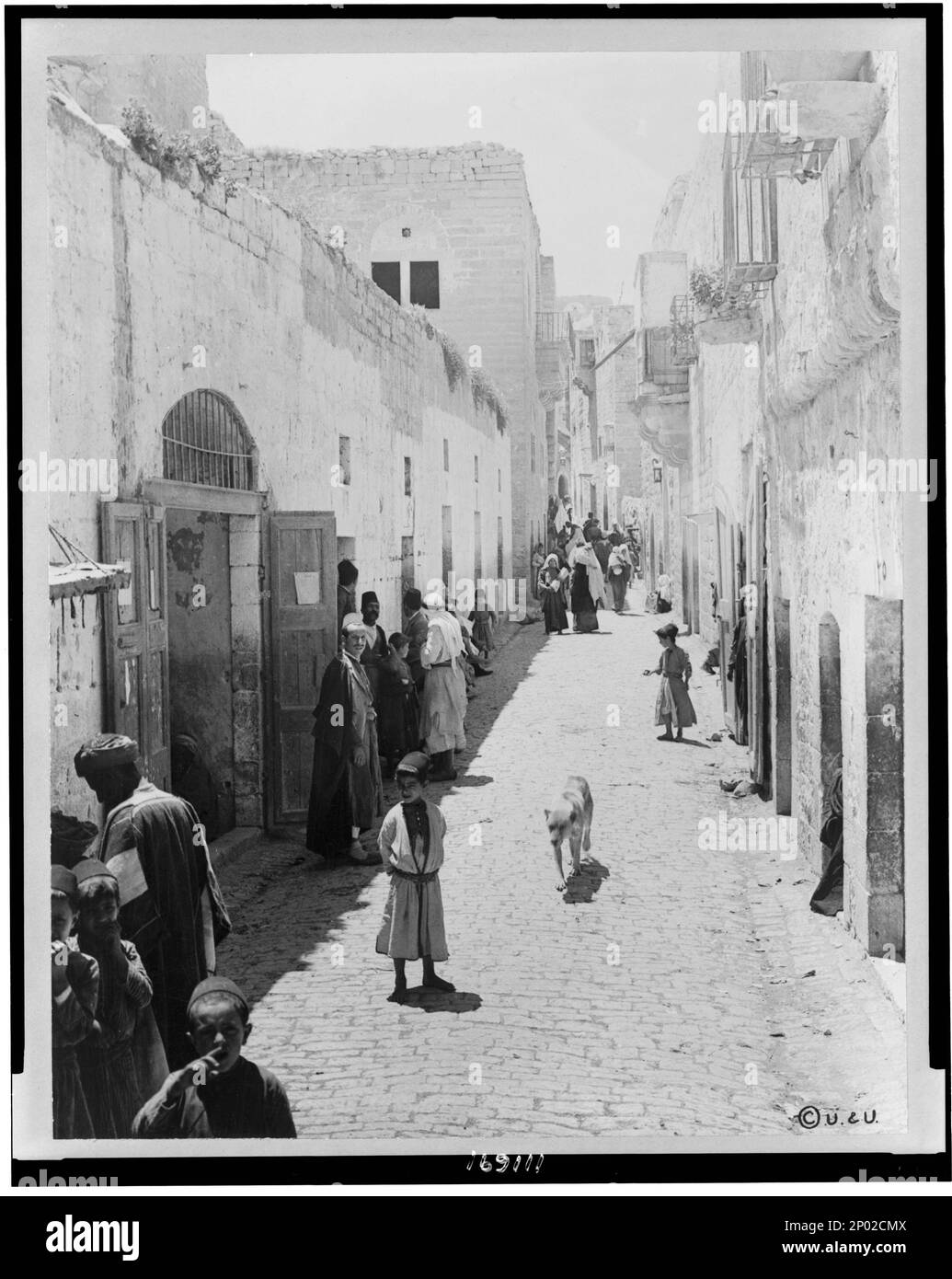 The main street leading from the Church of Nativity, Bethlehem. Frank ...