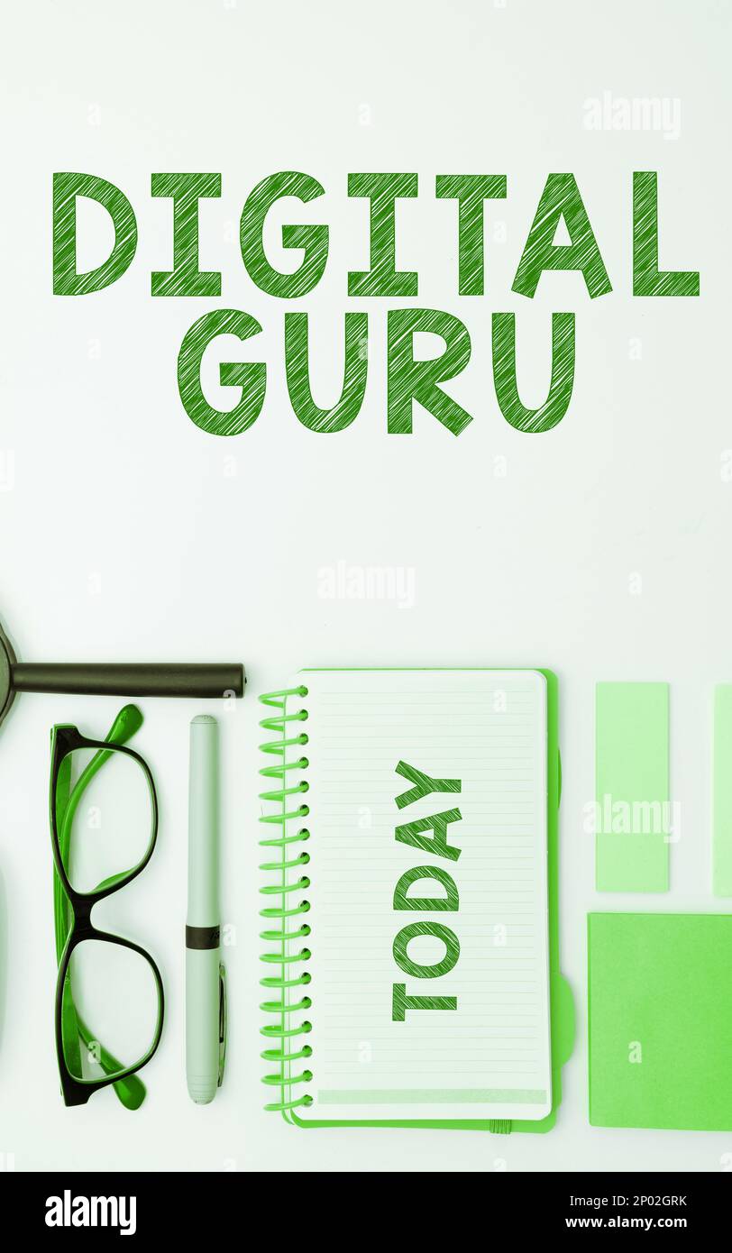 Conceptual display Digital Guru. Internet Concept teacher and ...