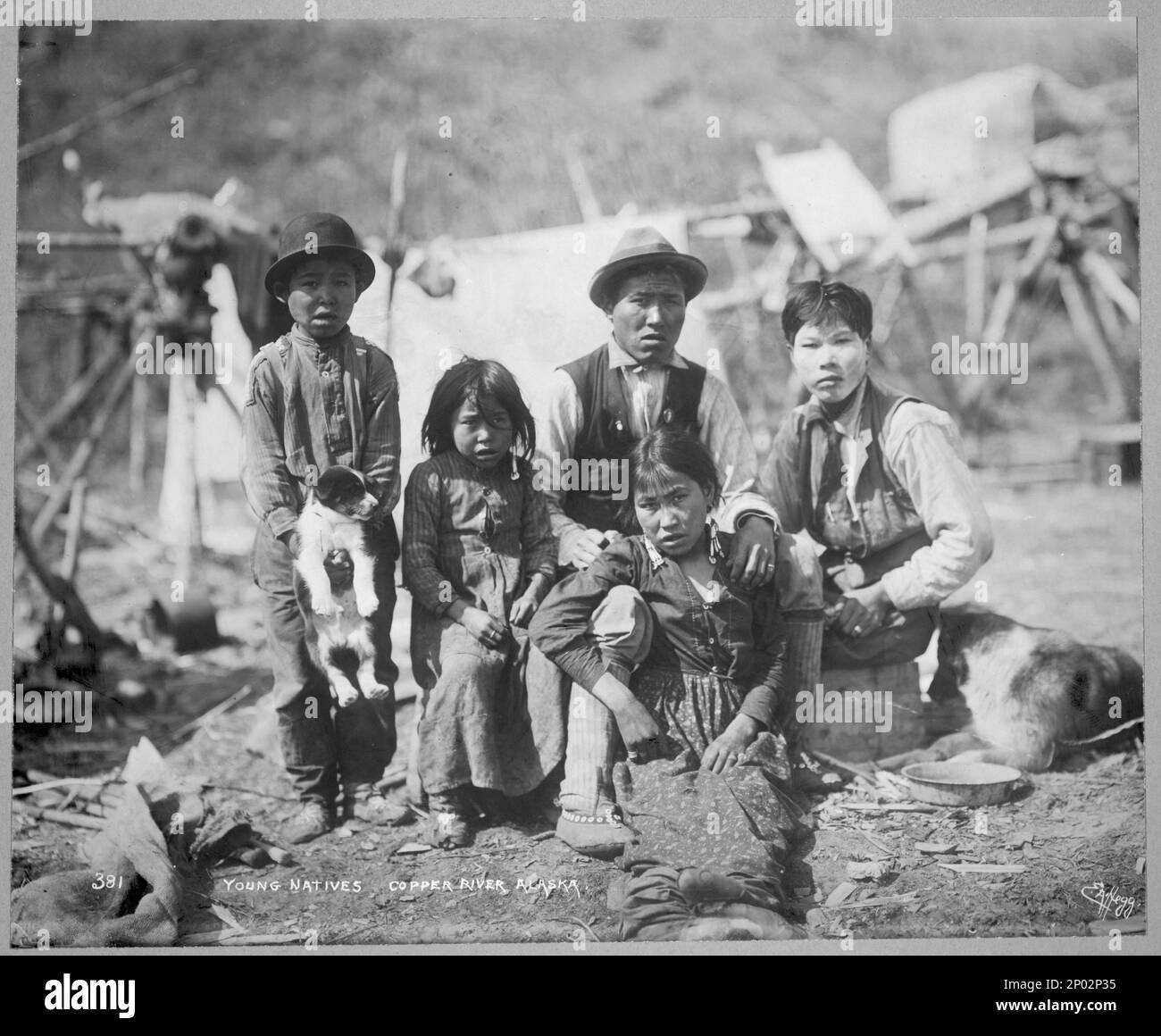 Cordova natives and dogs , Young natives, Copper River, Alaska. Frank ...