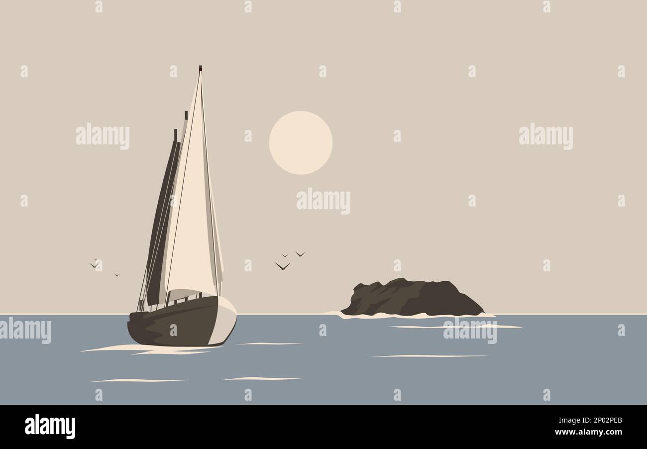 Romantic scenery tranquil sea view Stock Vector Images - Alamy