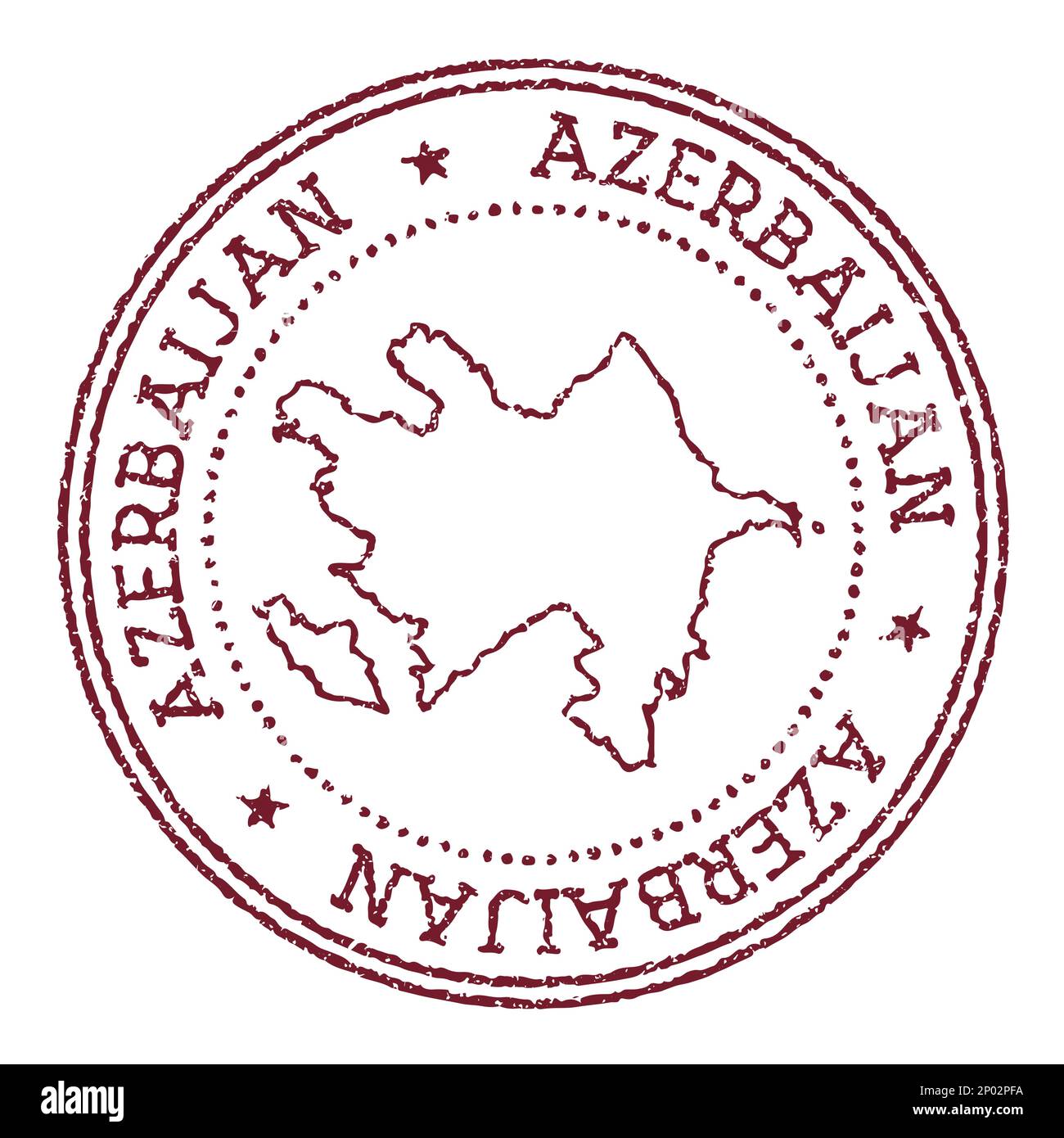 Azerbaijan Round Rubber Stamp With Country Map Vintage Red Passport Stamp With Circular Text