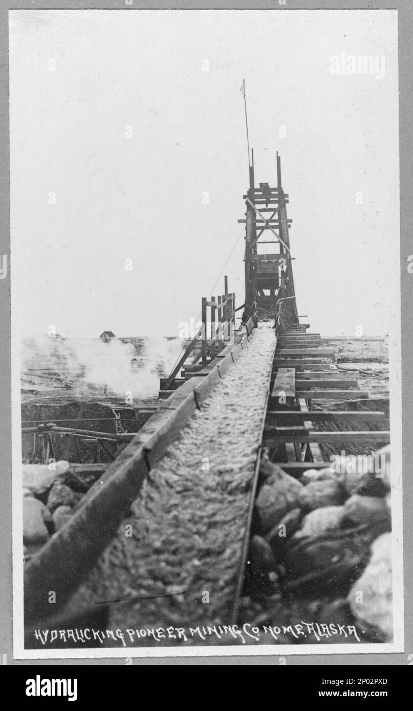 Hydraulic power mining , Hydralicking (sic) Pioneer Mining Co., Nome ...