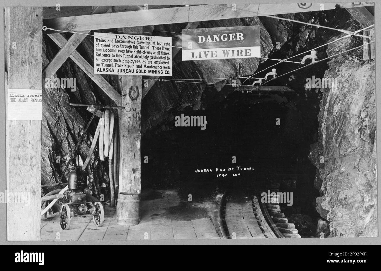 Tunnel at Juneau Mine , Juneau end of tunnel. Frank and Frances ...