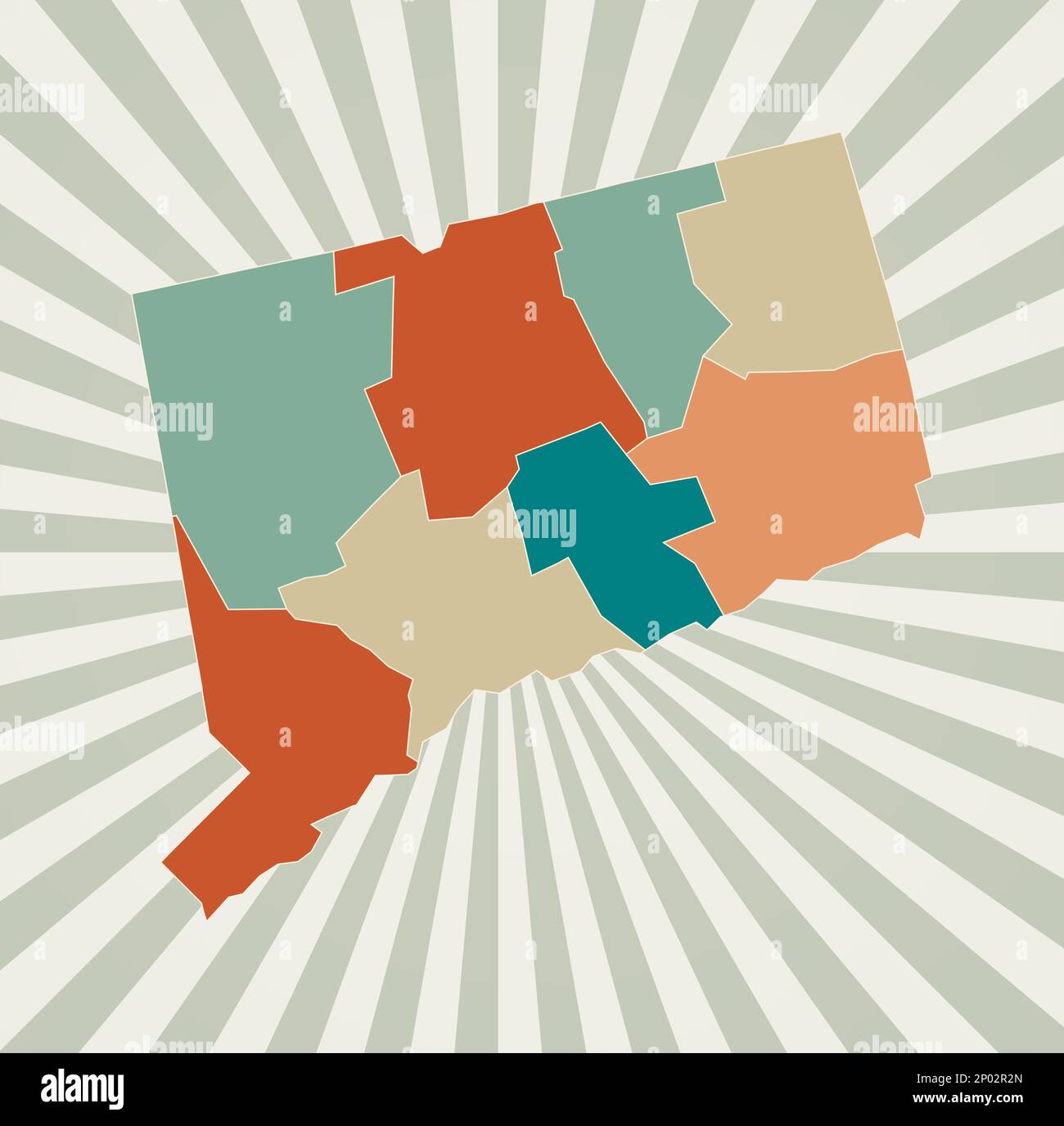 Connecticut map. Poster with map of the us state in retro color palette ...